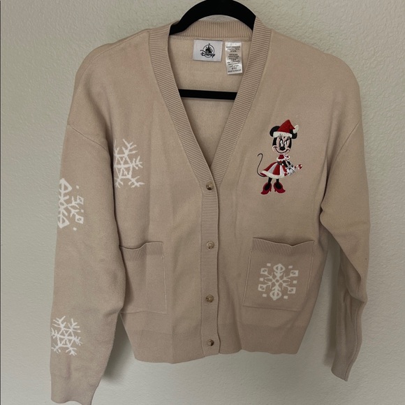 Disney | Sweaters | Disney Tan Holiday Cardigan With Character Design ...